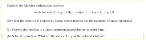 Solved Consider The Following Optimization