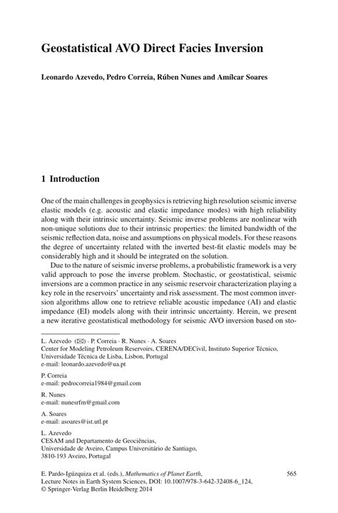 Pdf Stochastic Direct Facies Seismic Avo Inversion