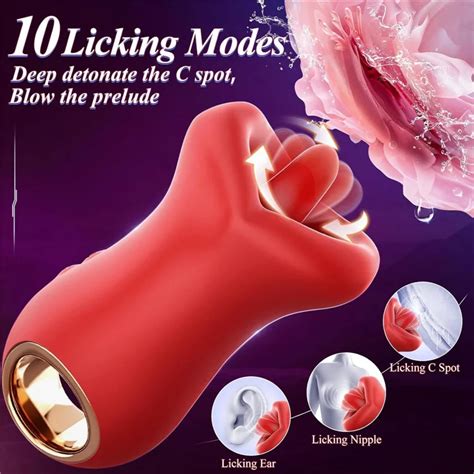 Womens Usb Powered Dildo 10 Suction Clitoral Tongue Licking Rose Toy