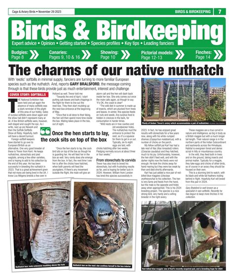 cage and aviary birds magazine 29 nov 23 back issue