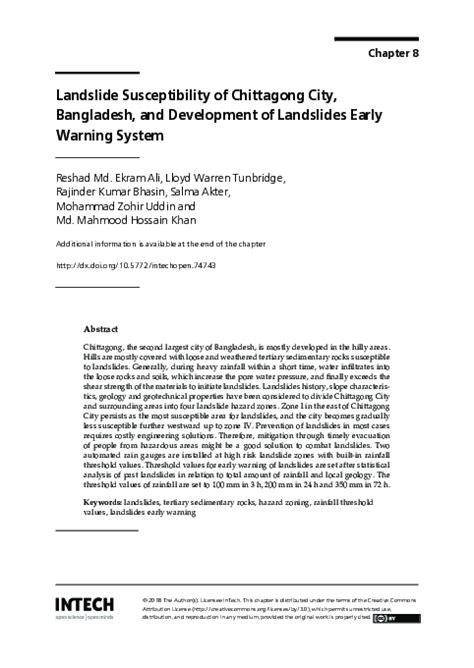 Pdf Landslides Susceptibility Of Chittagong City Bangladesh And Development Of Landslides