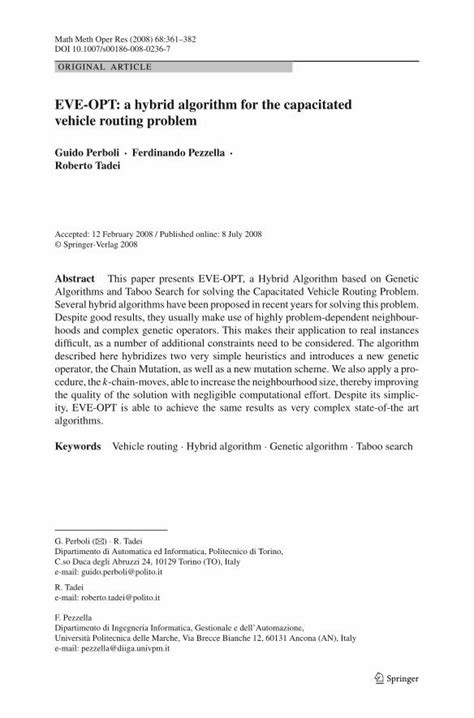 Pdf Eve Opt A Hybrid Algorithm For The Capacitated Vehicle Routing