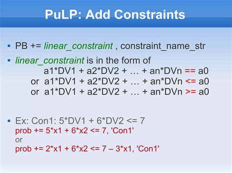 Tutorial Python PuLP And GLPK PPT