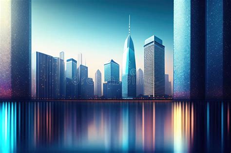 Generative Ai City Skyline At Night With A Vibrant Array Of Colorful