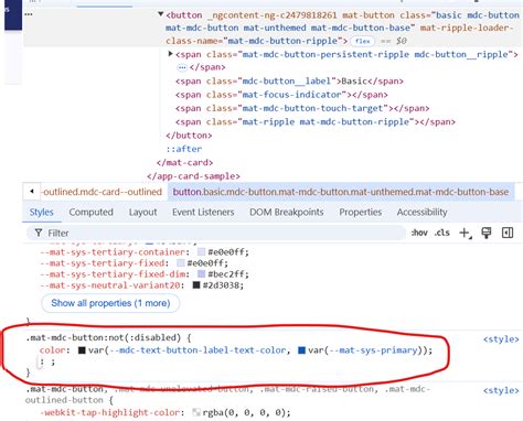 Css Angular Material 3 Button Not Showing Azure 005cbb Color Stack Overflow