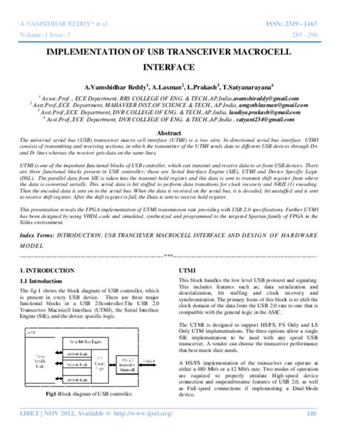 Pdf Implementation Of Usb Transceiver Macrocell Interface