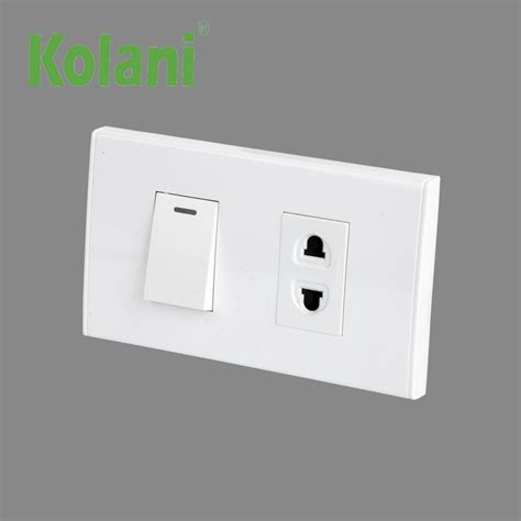 2 Pin Electric Wall Socket With Single Push Button Switch 2 Pin Electric Wall Socket With