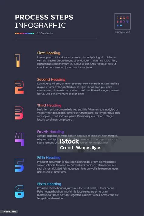 프로세스 워크 플로우 6 단계 인포 그래픽을위한 현대 디자인 템플릿 0명에 대한 스톡 벡터 아트 및 기타 이미지 0명 6 검은색 Istock