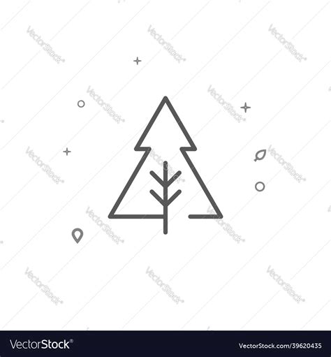 Triangular Tree Simple Line Icon Christmas Tree Vector Image