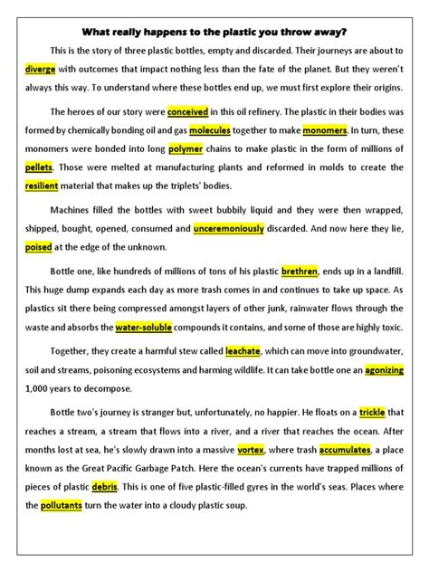 What Really Happens To The Plastic You Throw Away Script Pdf Plastic Pollution