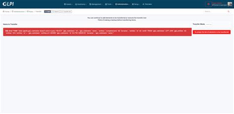sql error transferring ticket business rule · issue 12877 · glpi