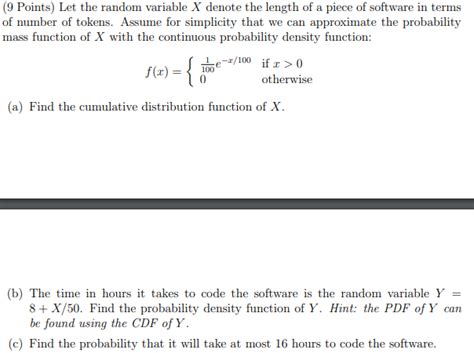 solved 9 points let the random variable x denote the
