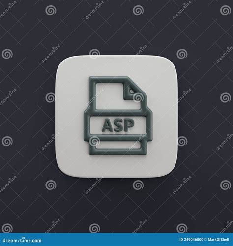 asp file 3d icon outilne file type icon in grey color on a button