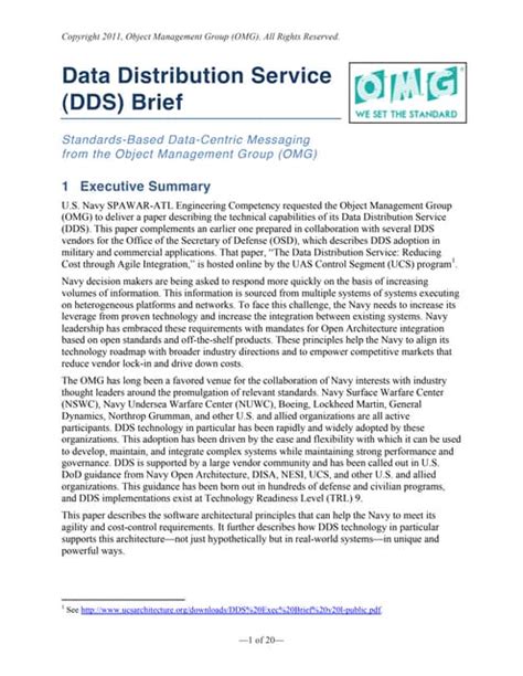 management high level overview of the omg data distribution service