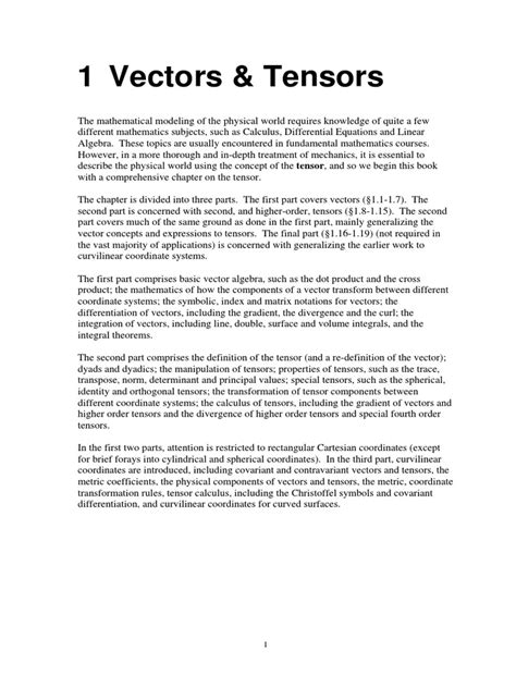 Vectors Tensors Complete Pdf Tensor Euclidean Vector