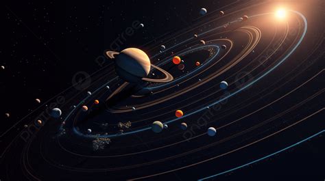 Space With Planets In Orbit Around The Sun Background 3d Illustration