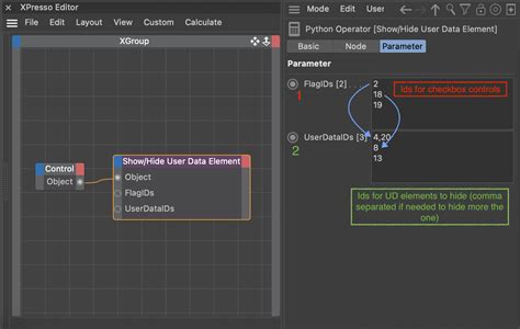Cinema D XPresso Show Hide User Data Elements Mike Udin Tools