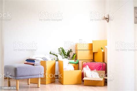 많은 상자가 새 집으로 이사했습니다 움직이다 골판지 상자와 새 집으로 이사하기 위한 청소용품 0명에 대한 스톡 사진 및 기타 이미지 Istock