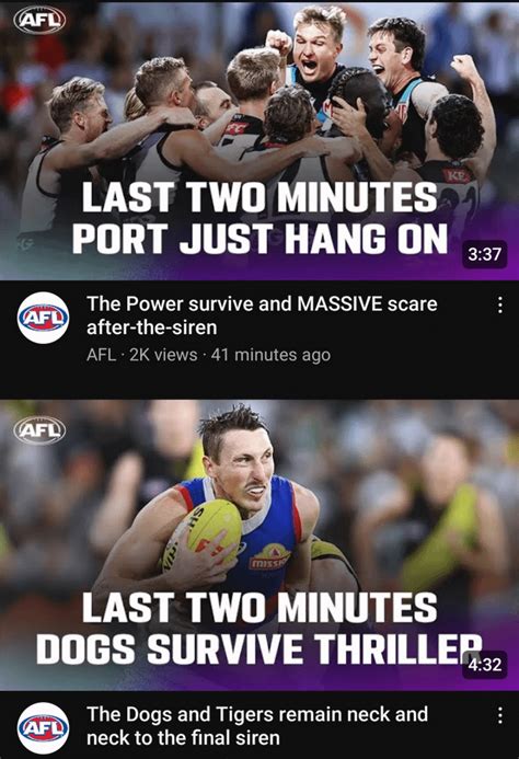 Afl Youtube Spoiling Their Own Last Two Minute Videos Why Rafl