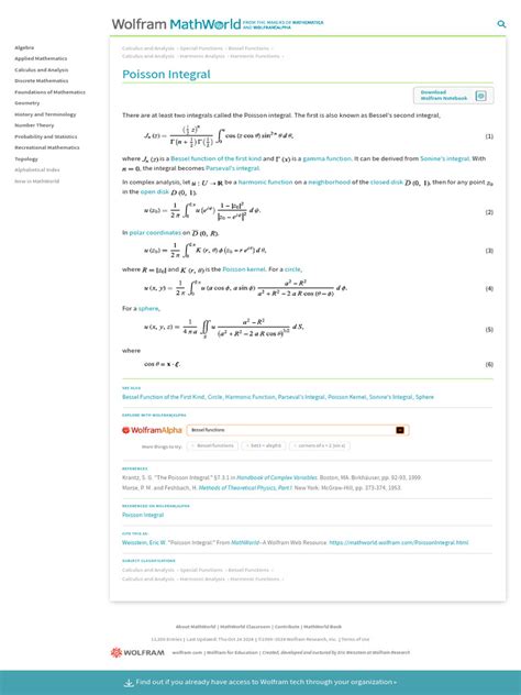 Poisson Integral From Wolfram Mathworld Pdf Mathematical Analysis
