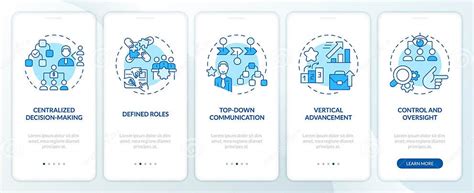 Hierarchical Structure Blue Onboarding Mobile App Screen Stock Vector
