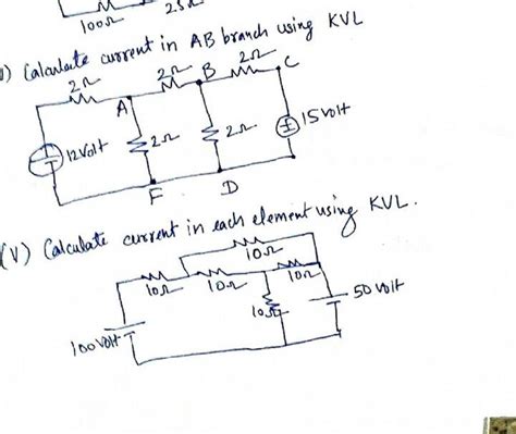 1 Calonlate Current In AB Branch Using KVL V Calculate Current In Each