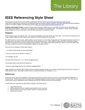 Fillable Online IEEE Referencing Style Sheet Fax Email Print PdfFiller