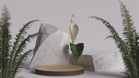 대리석 질감 테이블과 녹색 잎 벽 제품 디스플레이 Background3d 원근감 있는 스튜디오 사진 스탠드배너는 쇼케이스 Productempty Countertop