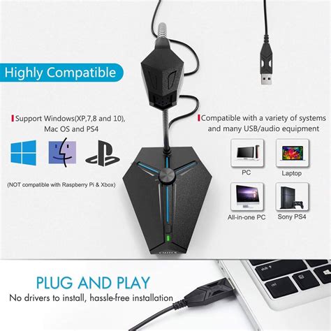 Cmteck Usb Computer Microphone Plug And Play Desktop Omnidirectional Condenser Mic Pc Laptop