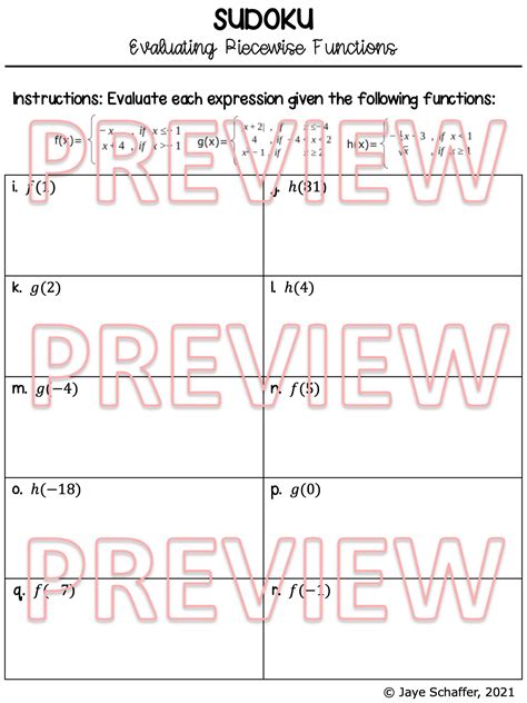 Piecewise Function Activities