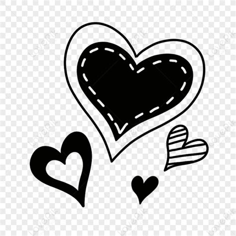 4 개의 사랑스러운 흑백 일러스트 낙서 사랑 하트그래피티아름다운 Png 일러스트 무료 다운로드 Lovepik