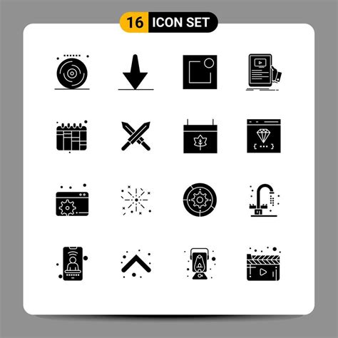 16 Universal Solid Glyph Signs Symbols Of Workflow Iteration Notice