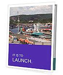 Container Loading Cranes In Action At A Small Sunny Port As Cargo Ship Departs Presentation