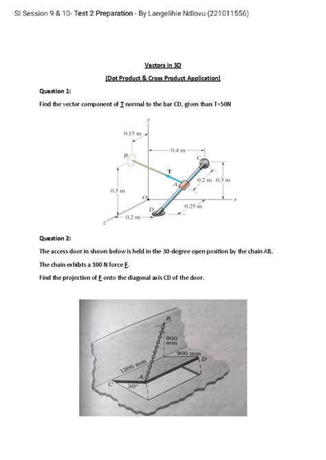 Vectors In 3d Dot Product And Cross Product Questions Wednesday 03 May 2023 Week 8 Si