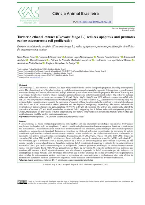 Pdf Turmeric Ethanol Extract Curcuma Longa L Reduces Apoptosis And