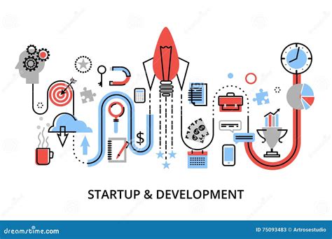 Modern Flat Thin Line Design Vector Illustration Concepts Of Startup Project Business Strategy