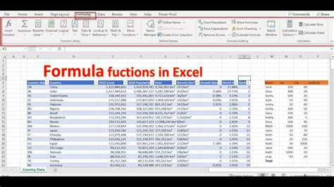 Formulas Tab Functions In Excel Youtube