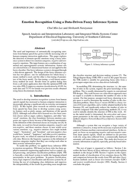 2003 Emotion Recognition Fussy Interface Pdf Fuzzy Logic