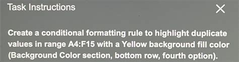 Solved Task Instructionscreate A Conditional Formatting Rule
