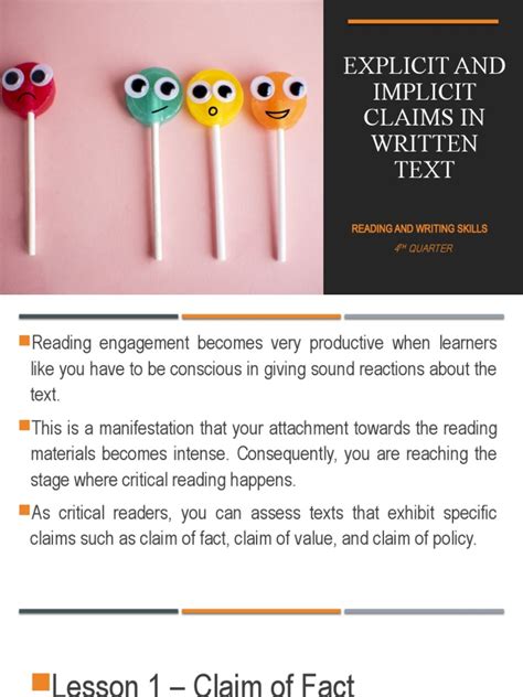 Explicit And Implicit Claims In Written Text Pdf Argument Morality