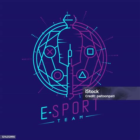 Esport 로고 아이콘 은 매직 서클 프레임 마우스 게이밍 기어 홀 마법의 디자인 일러스트레이션 Esport 팀 텍스트와 복사