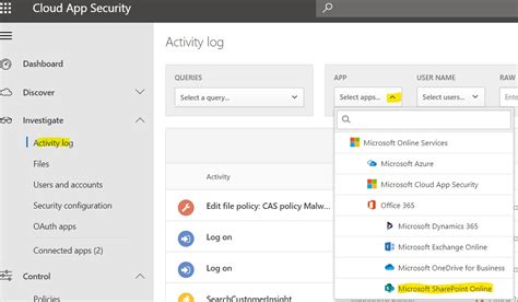 Under Investigate Click On Files APP Select Apps You Can Filter For Microsoft SharePoint