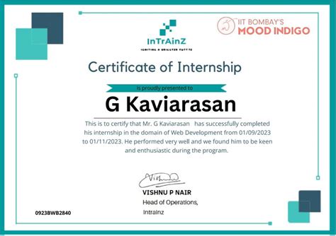 Kaviarasan G On Linkedin Webdevelopment Internshipexperience