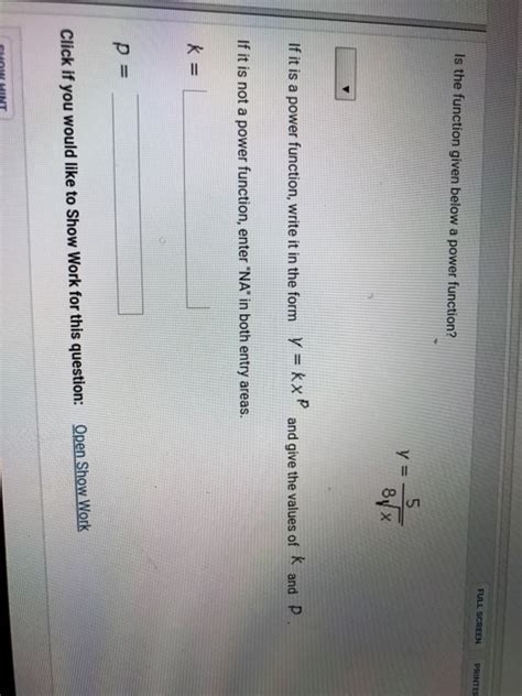 Solved Is The Function Given Below A Power Function 5 If It