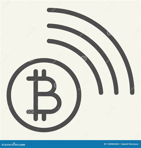 Bitcoin Wifi Line Icon Bitcoin Connection Vector Illustration Isolated On White Stock Vector