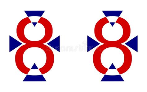 Logo With The Number Eight And Triangles Colorful Fantasy Isolated Arabic Numerals Stock