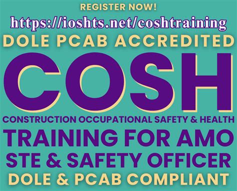 COSH Training DOLE Accredited PCAB Accredited AMO STE Safety Officer PostAds Ph