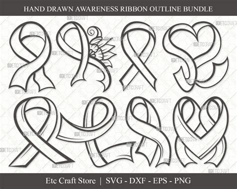 Awareness Ribbon Outline SVG Cut Files Awareness Ribbon Svg Etsy Canada