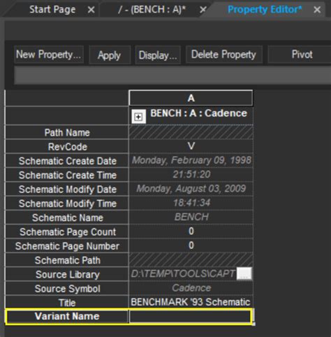displaying the variant name in the capture cis bom variant output