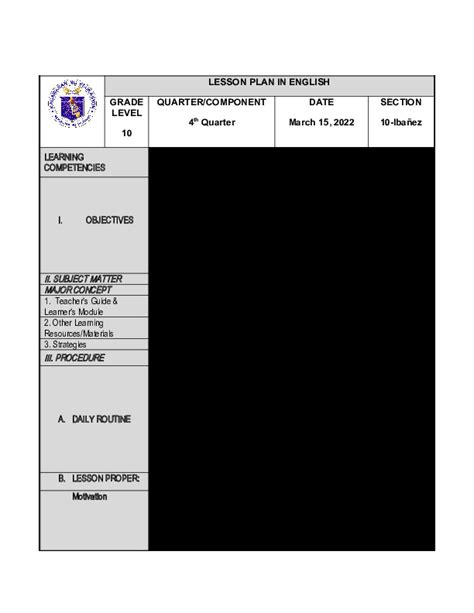 Kenoh Lesson Plan In English 10 Technical Operational Definition